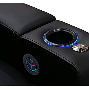 Valencia Piacenza Home Theater Seating | Premium Top Grain Nappa 9000 Leather, Power Recliner, LED Lighting (Row of 2 Loveseat, Black)