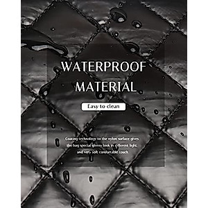 Hsitandy Quilted Tote Bag for Women,Weekender Bag,Light Nylon Quilted Crossbody Shoulder Bag for Travel,Work(Black)