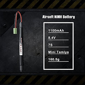 Hilldow 2 Packs Airsoft Battery 11.1V Rechargeable 1100mAh 20C Battery with Mini TMY Connector for Airsoft Guns Rifle