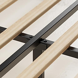 Gizoon Queen Bed Frames with 4 Storage Drawers on Wheels and Headboard Adjustable, Fits 6" to 12" Mattress, No Box Spring Needed (Light Grey)