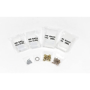400 Pack 2 Mil Small Clear Plastic Reclosable Bags, 2 Assorted Sizes, 1.5x1.5 Inch, 2x2 Inch Clear Durable Plastic Resealable Zipper Baggies for Jewelry, Beads, Pill, Storage, Shipping & Packaging
