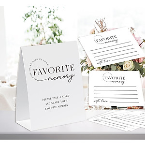 Xenseou Share A Memory Sign and Cards, Share A Memory Set for Celebration of Life/Birthday/Anniversary/Funeral/Graduation/Bridal Shower Game, Keepsake Funeral Card, Simple Funeral Memory Card-SAM05