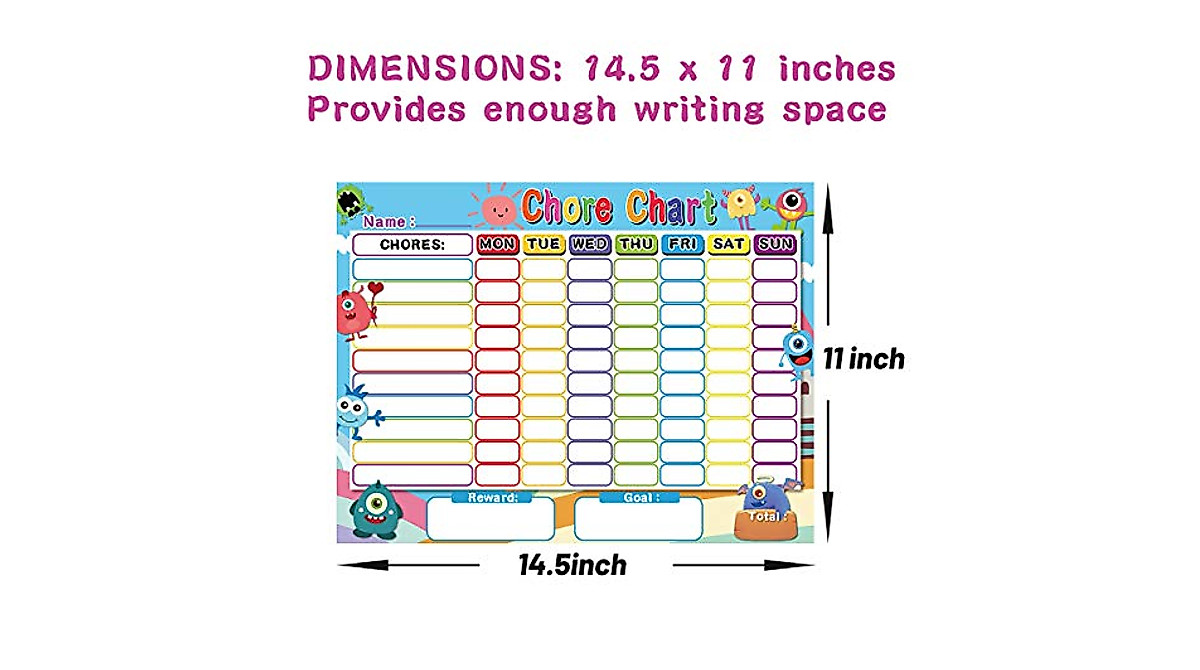 Kids Dry Erase Chore Chart Pack – Fun Monster Rewards for Routines