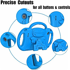 LTROP Kindle Fire 7 Tablet Case, Fire 7 2019/2017 Case for Kids - Light Weight Handle Stand Shoulder Strap Child-Proof Case for Fire 7-inch Display Tablet (9th Generation & 7th Gen) - Blue