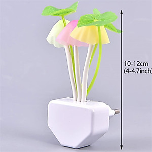 Sensor Led Night Light, Color Changing Plug-in LED Mushroom & Lotus Dream Bed Lamp Nursery Baby Bed Flower Lamp Cute Mushroom Night Light Flower Wall Lamp with Dusk to Dawn Sensor Wall NightLight