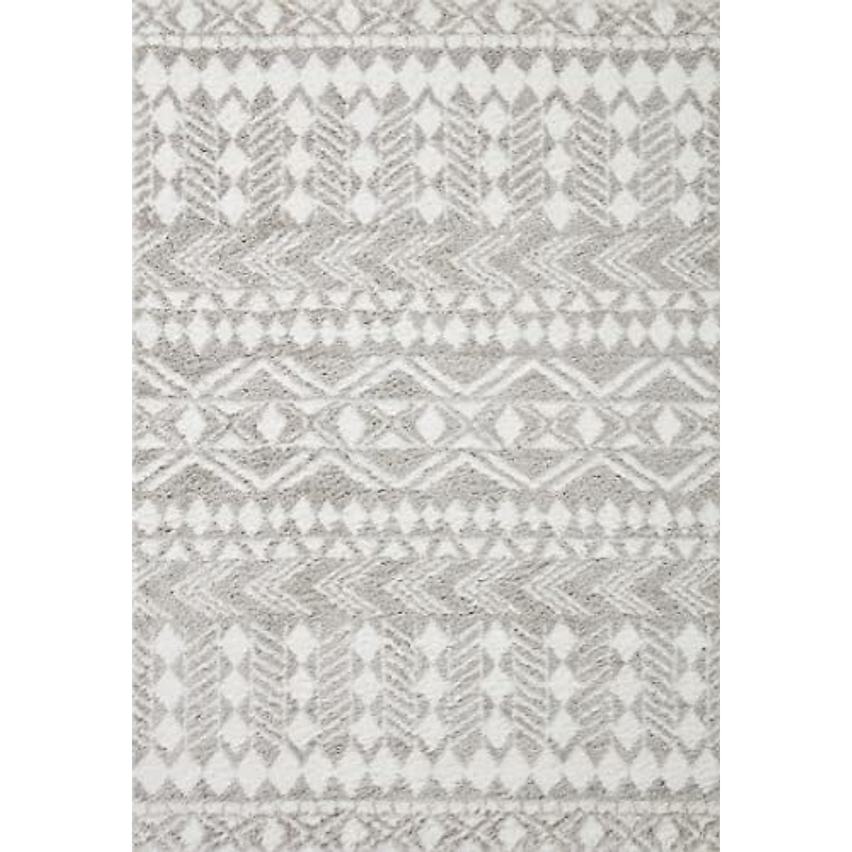 Loloi II Bliss Shag Grey/White 5'-3" x 7'-6" Area Rug