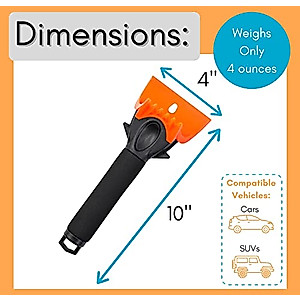 BIRDROCK HOME Ice Scraper and Breaker Combo for Car Windshield & Windows | Water Resistant & Large Padded Glove | Wide 4" Blade | Non-Scratch | Tough ABS Plastic