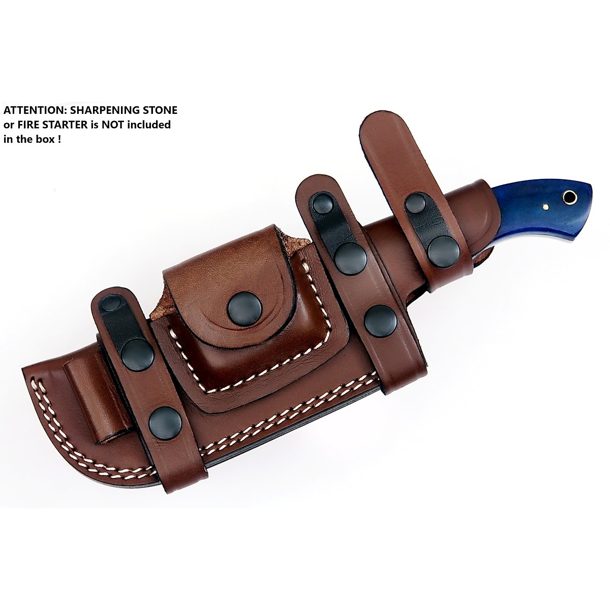 Ottoza Tracker Knife & Bone Handle - Damascus Hunting Knife - Horizontal Carry Knife Sheath 198