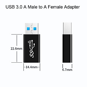 AreMe 3 Pack USB 3.0 Adapter, USB-A Male to Female, Male to Male and Female to Female Extension Coupler Converter Extender Connector