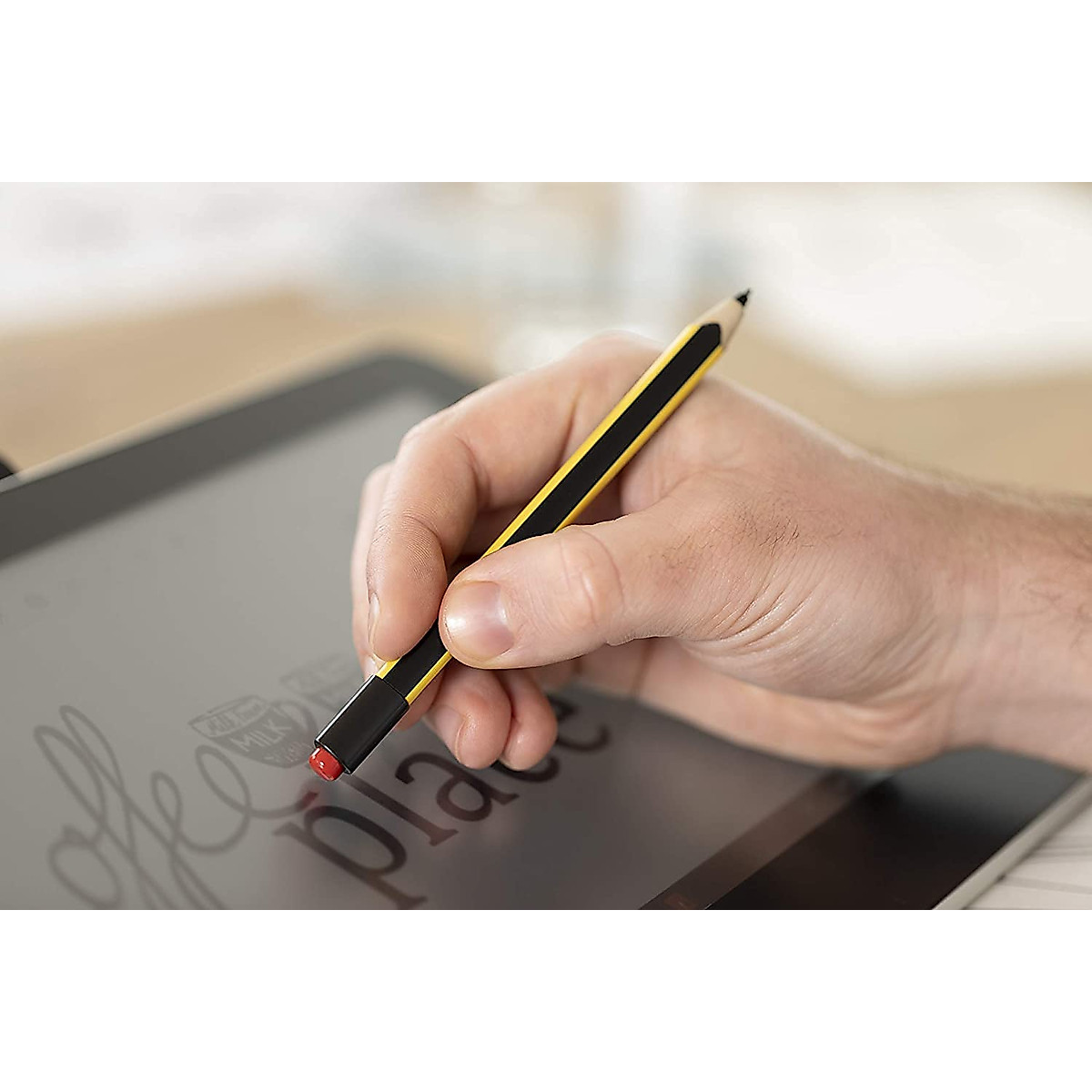 STAEDTLER Noris digital jumbo 180J 22. EMR Stylus with soft digital eraser. For digital writing, drawing and erasing on EMR equipped displays, yellow-black (check the compatibility list)