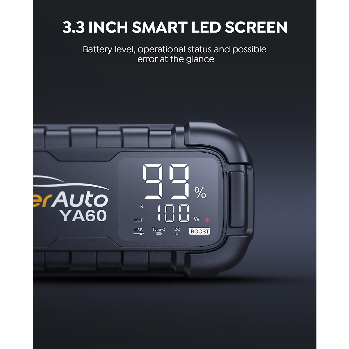 YaberAuto Car Battery Jump Starter 7000A 65W Fast Charging (All Gas/12.0L Diesel) Portable Car Jump Starter Battery Pack, Jump Box Battery Jumper Starter Portable Jumper Cables, 150W DC, 600LM Light