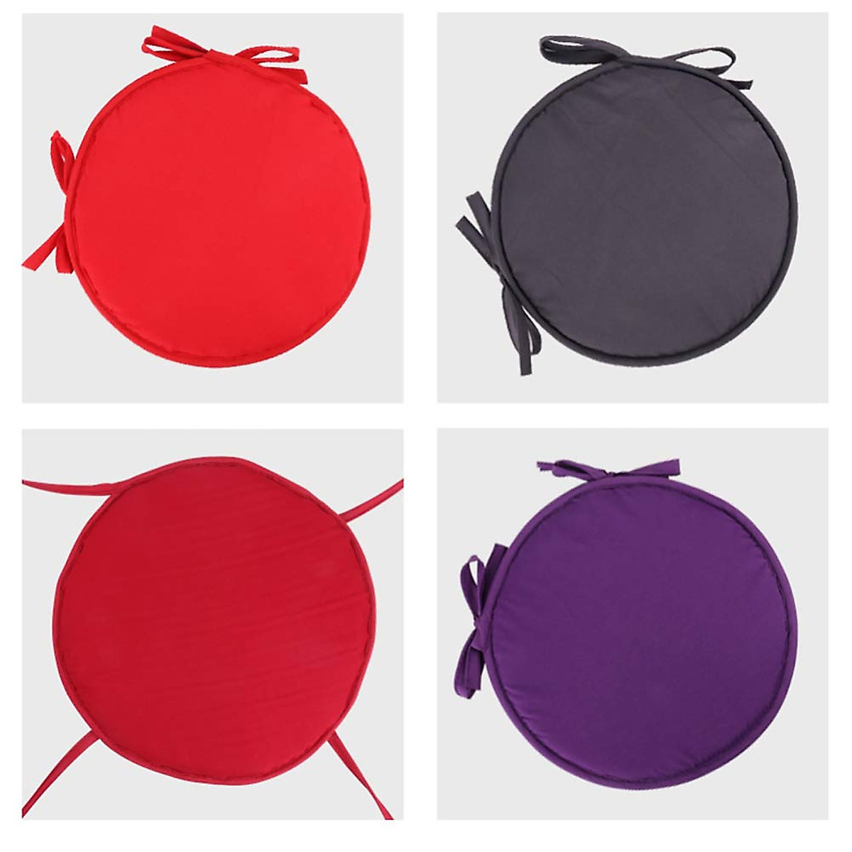 Garneck Round Chairs Seat Cushion Sponge Stool Pad Chairs Cover Slipcover with Rope Ties for 0ffice Home School Restaurant 38CM (Purple)