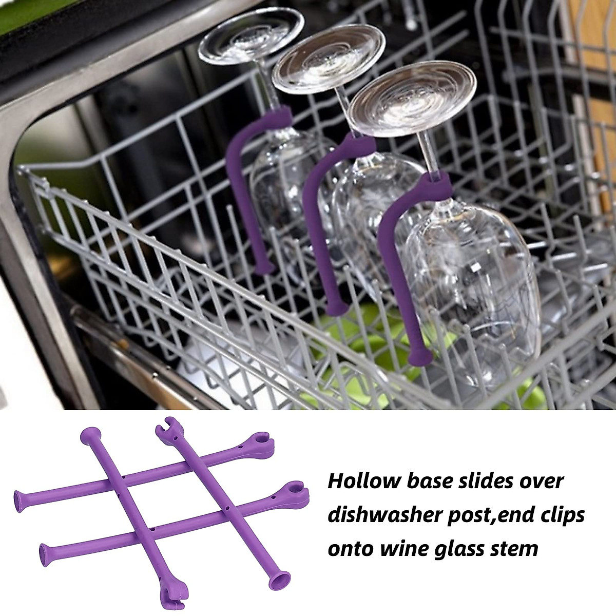Wine Rack Glass Holder, Flexible 4Pcs Goblet Holder Wine Glass Dishwasher Protector for Home Bar Use
