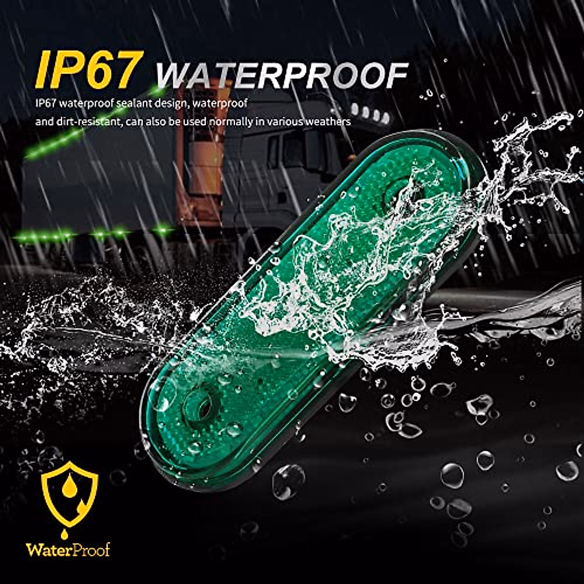 Led Truck Side Marker Light Surface Mount, 10PCS Green Sealed Trailer Led Side Marker Clearance Lights 12-24V Side Marker Indicator Lights IP68 Waterproof for Trailer Truck Boat Deck RV Camper