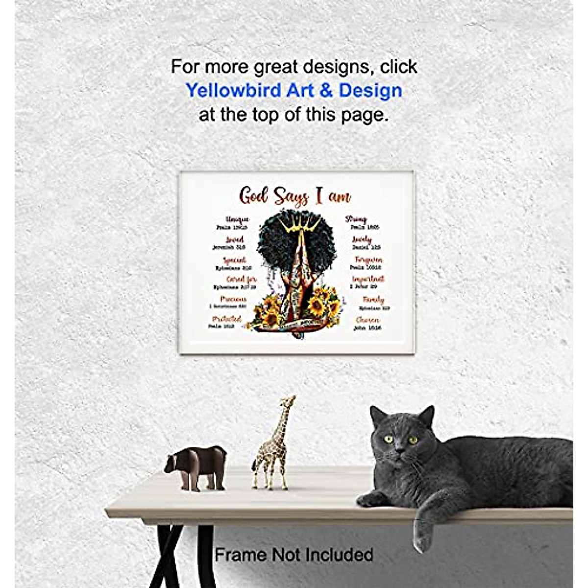 African American Black Wall Art - Religious Spiritual Bible Verse Decor - African American Women, Woman, Girls - Inspirational Christian Scripture Poster - Encouragement Gifts - Positive Affirmations