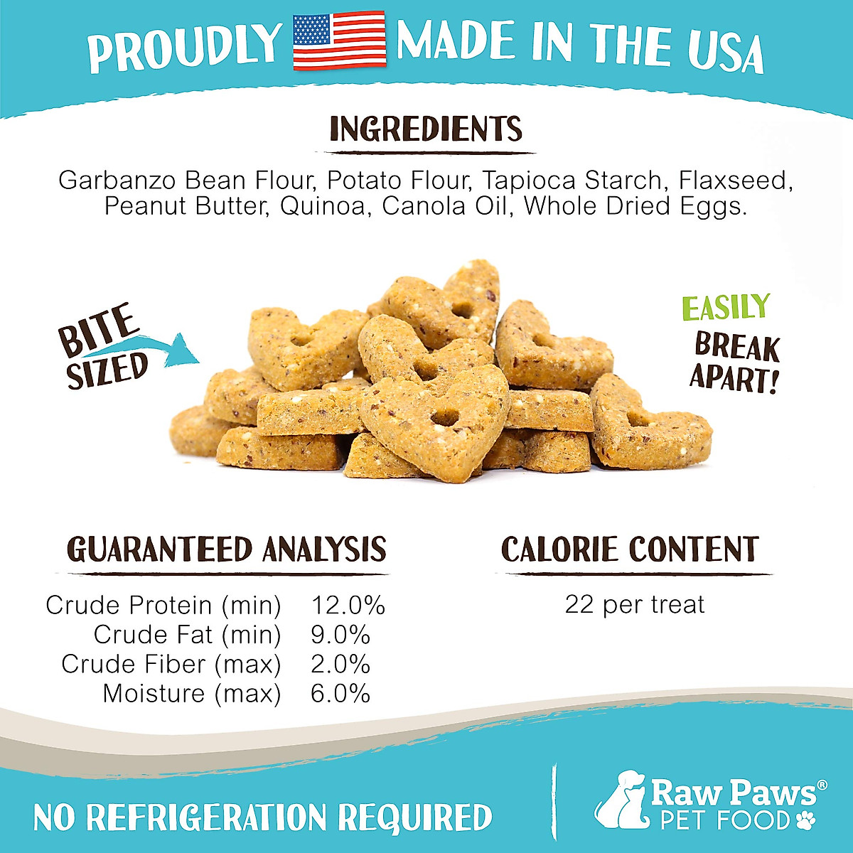 Raw Paws Grain-Free Biscuits for Dogs - Peanut Butter Recipe, 10-oz - Crunchy Dog Treats Made in USA - Corn, Wheat & Soy Free PB Dog Treats - Heart Shaped Puppy Biscuits - Peanut Butter Dog Biscuits