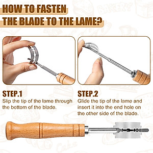 Rongyman Bread Lame with 10 Pieces Replaceable Blades, Stainless Steel Bread Lame Knife with Wooden Handle, Sourdough Scoring Tool with Leather Protective Cover for Bread Baking