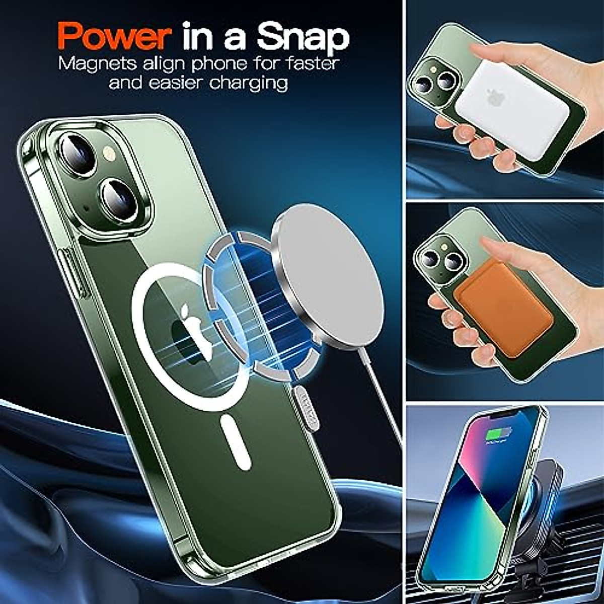 Redpepper Magnetic for iPhone 13 Mini case[Compatible with Magsafe][Tempered Screen Protector][Non-Yellowing] Slim Shockproof for iPhone 13 Mini Phone case Cover 5.4 Inch-Clear