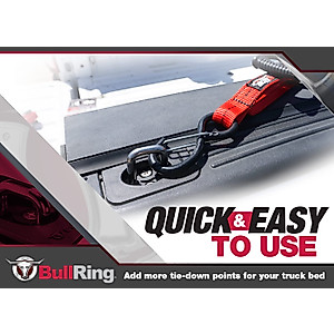 Bull Ring Flush Fit Retractable Truck Bed Tie Down Anchors for Ford F150 1998-2014, Ford F250/F350 Super Duty 1998-2016 Pickup, Fits Rear Stake Pockets (2 Pairs)