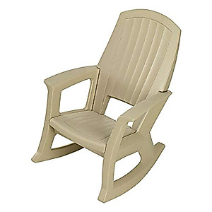 Semco Plastics Rockaway Heavy Duty Polyethylene All Weather Outdoor Rocking Chair with Backrest and Armrests for Porch, Deck, and Patio, Tan