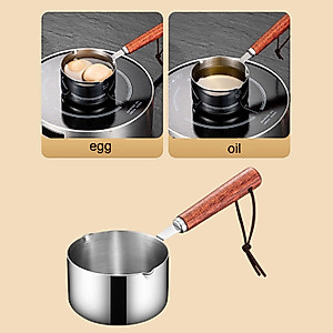 Gralara Stainless Steel Mini Soup Pot Butter Melting Pot Milk Pan with Anti Scald Wooden Handle Small Saucepan for Reheating Soup Stovetop Camping , 125ml