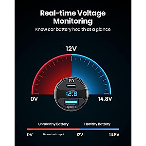 INIU USB C Car Charger, 66W Total [USB C+USB A] Car Charger Adapter with PD & QC, Fast Charging All Metal Tiny Car Phone Charger for iPhone 14 13 12 11 X Pro Samsung S21 Pixel iPad MacBook Air Tablet