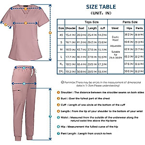 niaahinn Scrub Suit Set for Women Modern V-neck + Leg Drawstring Jogger Pants Medical Nursing Uniforms Set (Pink,S)