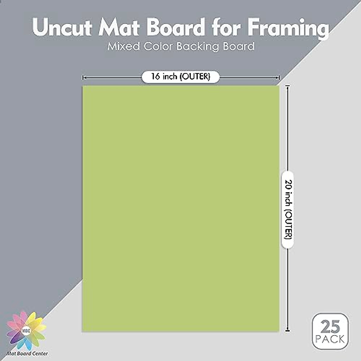 Mat Board Center, 16x20 Uncut Photo Mat Boards - Full Sheet - for Art, Prints, Photos, Prints and More, Mixed Color, 25-Pack