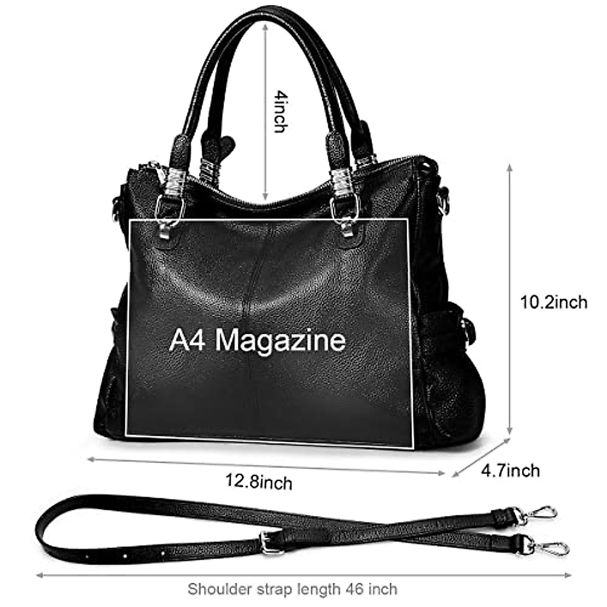 S-ZONE Women Genuine Leather Handbag Shoulder Purse Satchel Tote RFID Blocking PU Leather Crossbody Phone Bag Purse
