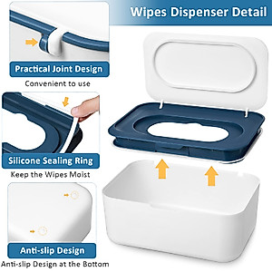 3 Pieces Baby Wipes Dispenser Wipes Case Baby Wipe Holder Container with Sealing Design Refillable Box Keeps Wipes Fresh Easy Open and Close for Bathroom Baby Nursery