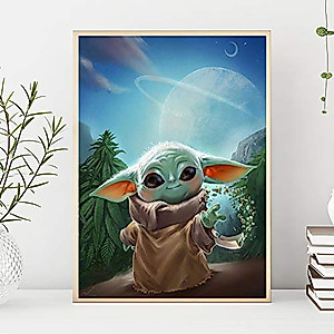 QUITEDEW Diamond Painting Kits for Beginners,5D Diamond Painting for Adults,Lovely Alien Baby Diamond Painting, Diamond Art Alien Baby,Size 16x12inch