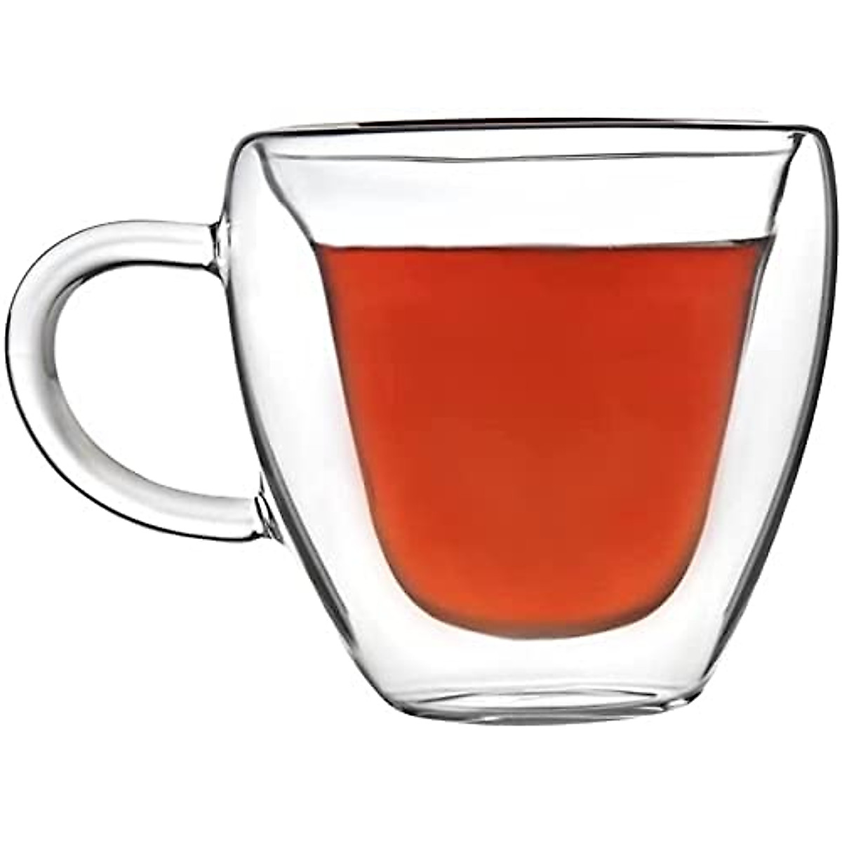 SKEMIX Heart Shaped Mug - Double Glass Coffee Cups With Heart - Double Layer Heart Cup - Heart Shaped Tea Cup - Clear Heart Mug - Heart Shaped Coffee Cup - Glass Heart Mug - Heart Shape Tea Cups
