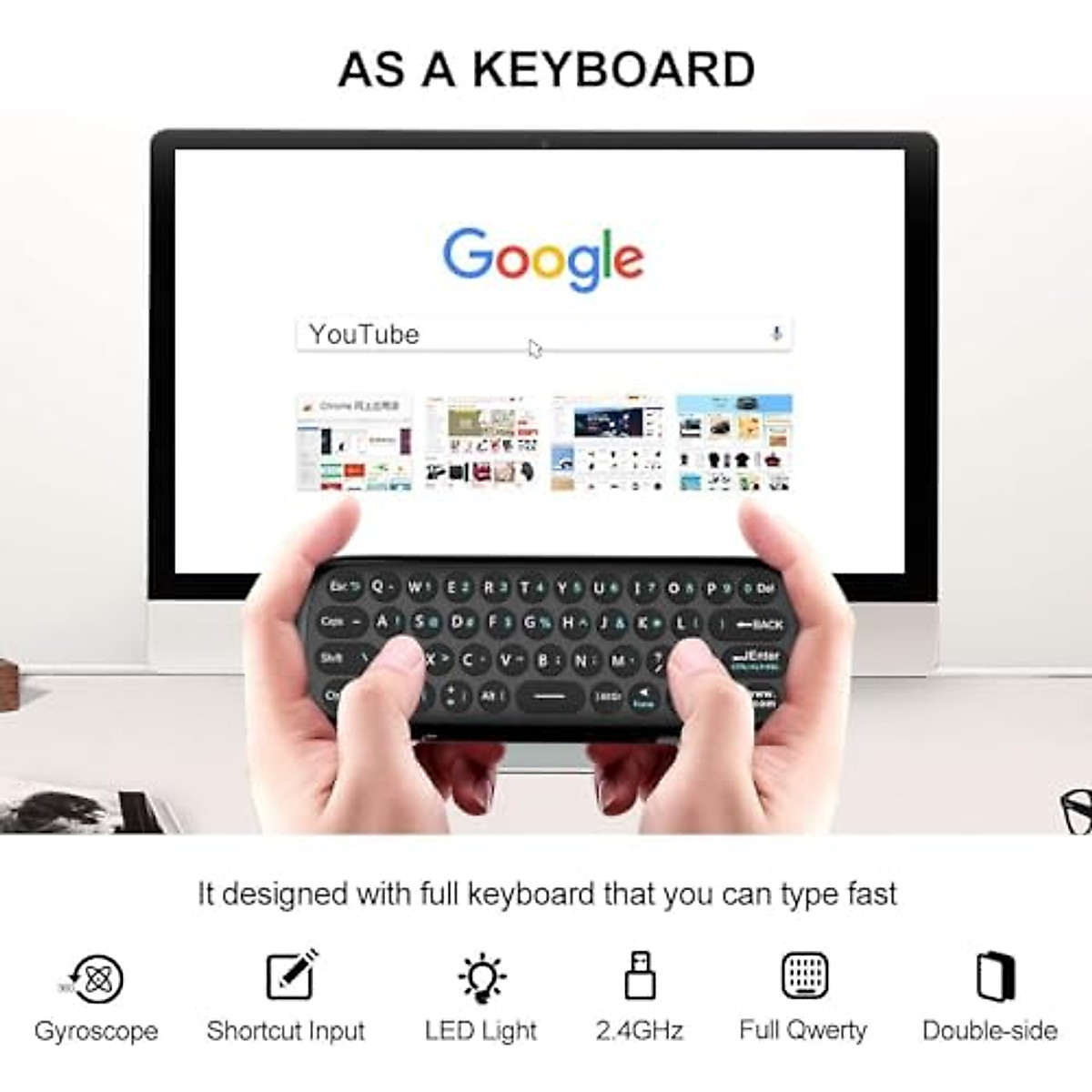 Air Remote,WeChip 2.4G Wireless Keyboard W1 Remote Control for Android TV Box/PC/Projector/HTPC/All-in-one PC and More