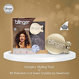 blinger Shimmer Starter Kit with Gold-Plated blinger® Styling Tool + 90 Precision-Cut Glass Crystals