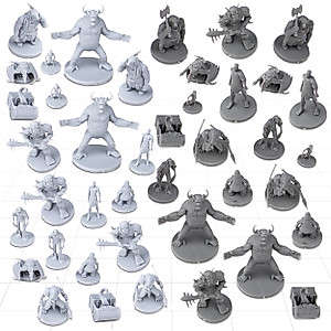 Path Gaming 40 Miniature Monsters Fantasy Tabletop RPG Figures for Dungeons and Dragons, Pathfinder Roleplaying Games. 28MM Scaled Miniatures, 10 Unique Designs, Bulk Unpainted, Great for D&D/DND