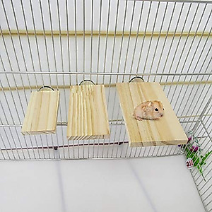 BILLIOTEAM 4 Size Bird Wood Platform, Rectangle Square Wood Perch Stand Board Habitat Cage Corner Shelf with Stainless Steel Washers for Budgie,Parakeet,Parrots,Cockatiel,Hamster,Gerbil,Chinchillas