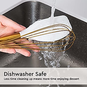 White Silicone and Gold Cooking Utensils Set with Gold Utensil Holder: 17PC Set Includes White & Gold Measuring Cups and Spoons Set,White Utensils Set,Gold Spatula,Gold Whisk -Gold Kitchen Accessories