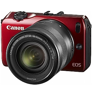 Canon EOS-M Mirrorless Digital Camera With EF-M 18-55MM, 22Mm STM Lenses with 90EX Flash with Mount Adapter EF-EOS M (Red) - International Version (No Warranty)