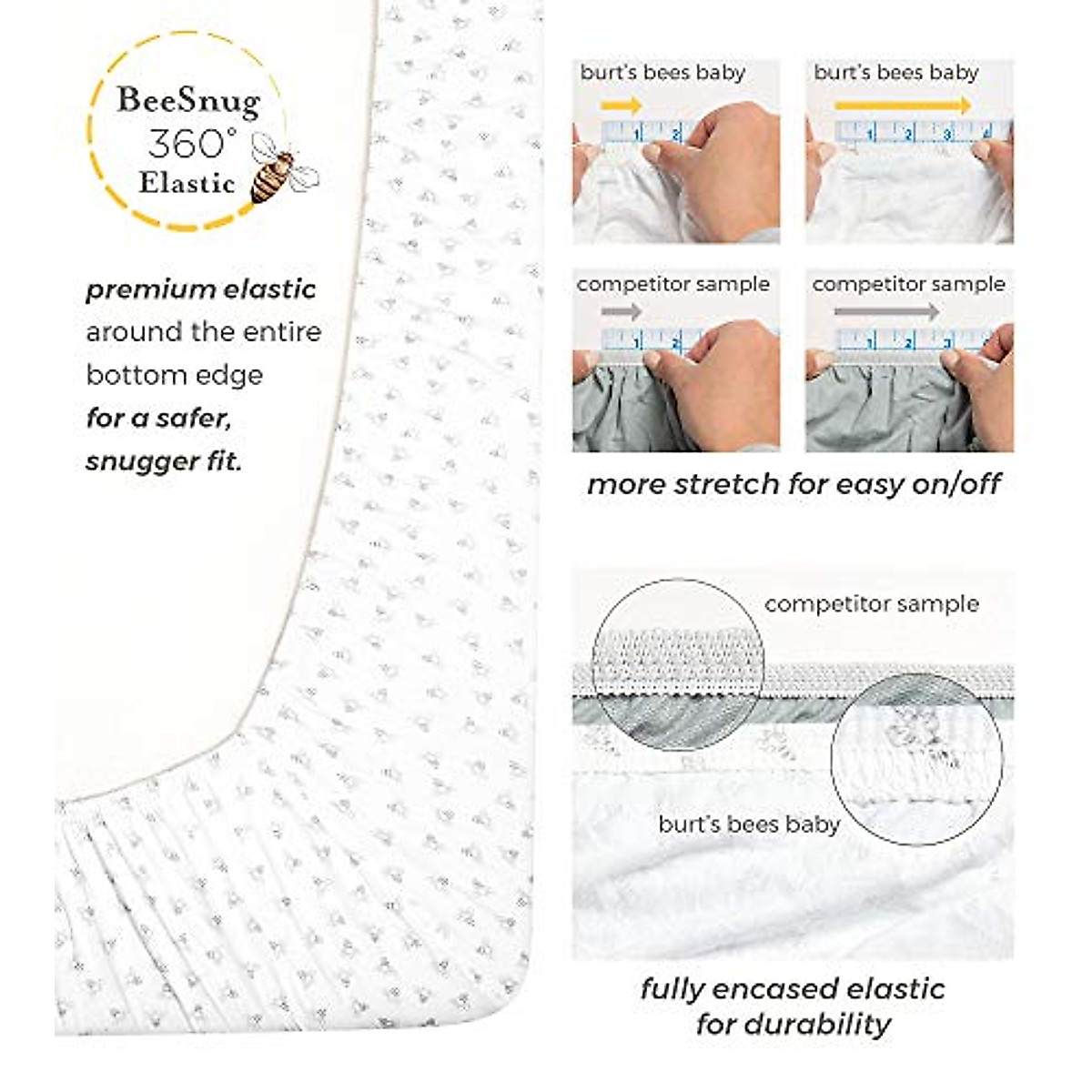 Burt's Bees Baby - Fitted Crib Sheet, Boys & Unisex 100% Organic Cotton Crib Sheet For Standard Crib and Toddler Mattresses (Heather Grey Thin Stripes)