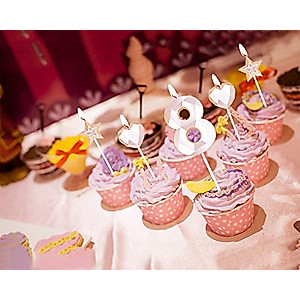 Gold Number 5 Candles and Star Heart Candles 2.76 inch Number Candles for Birthday Cakes 3D Diamond Shaped for Cake Decorations(Gold Candle 5)