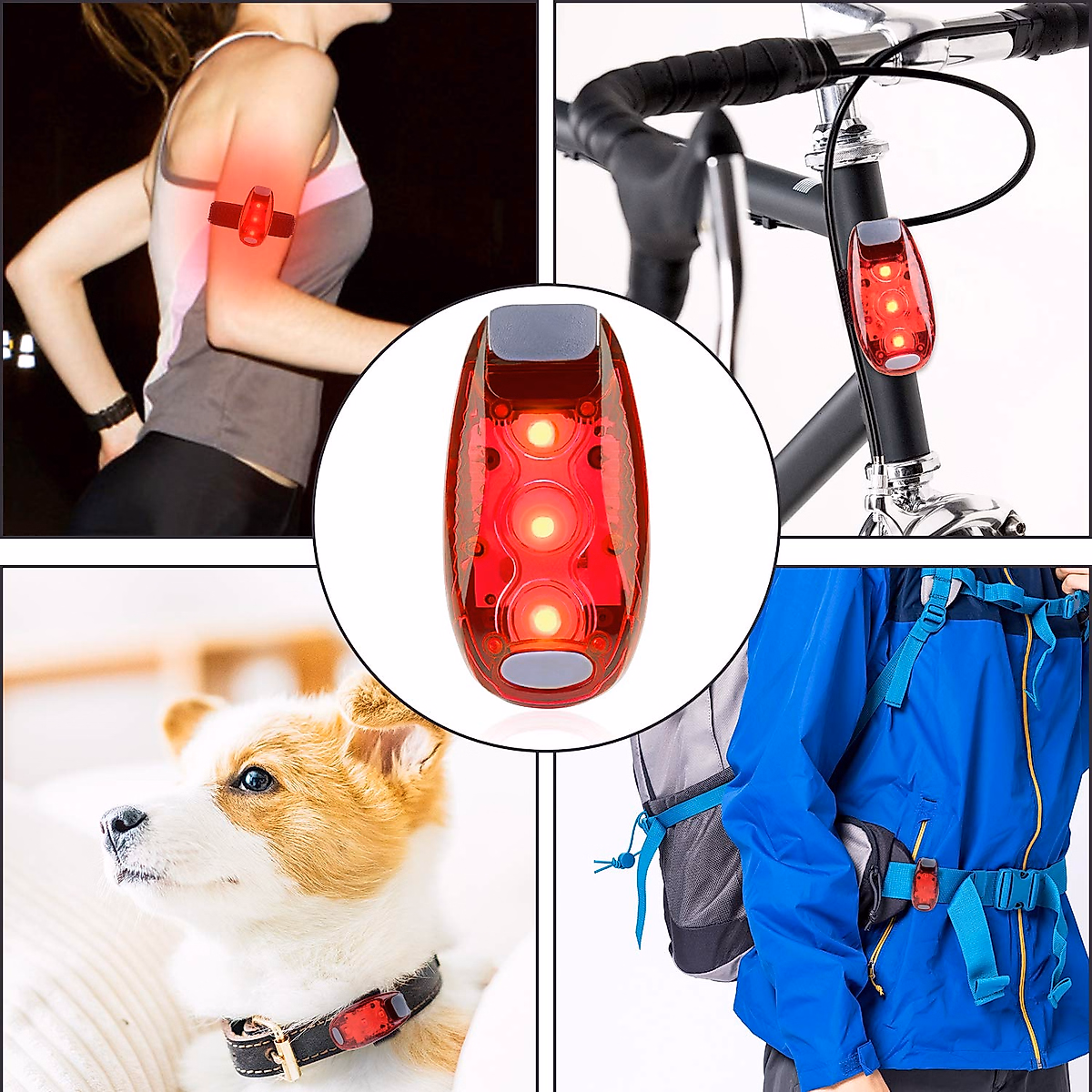 9 Pack Led Safety Light, Safety Light, High Visibility Strobe Running Lights Used for Bicycle, Walking Etc. Clip-On Running Lights Clip to Clothes Strap to Wrist, Bike Or Anywhere(Red/Blue/Green)