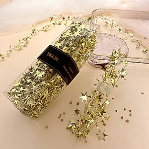 TeaSu Star Strings for Gold Floating Candle Centerpieces for Table Wedding Christmas, 12 Pcs 38 Inch Submersible Vase Filler for Water Centerpiece - Gold