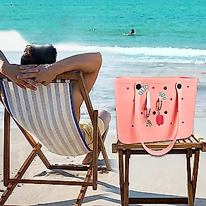 Palksky 6Pcs Inserts Hooks Accessories for Bogg Bag - Insert Charm, Cup Holder Connector, Key Holder, Sturdy and Durable Compatible with Simply Southern Rubber Beach Totes Bags