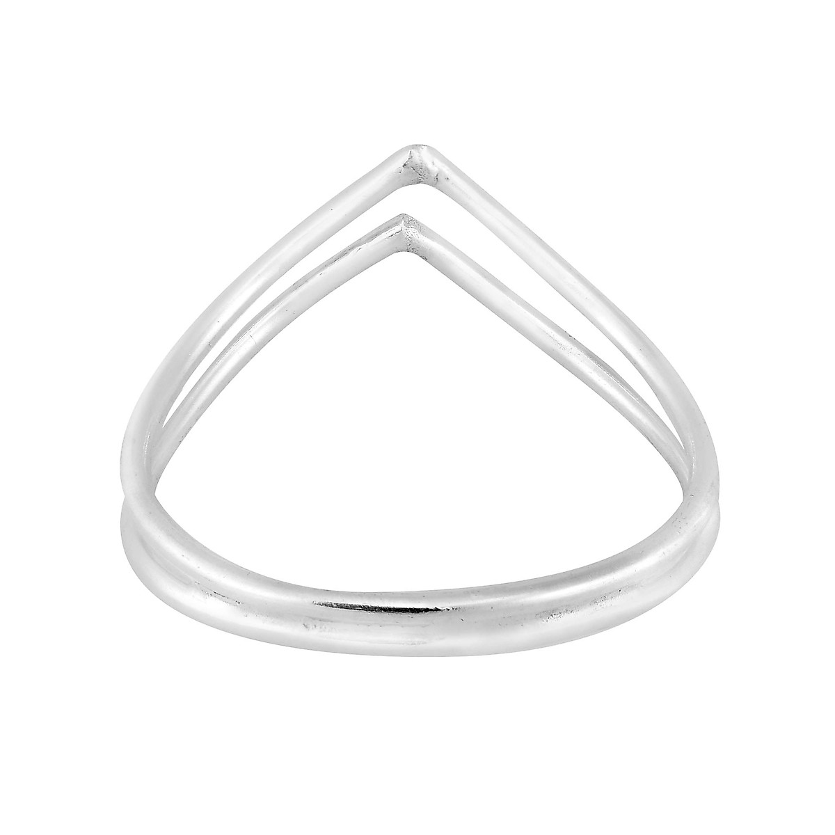 AeraVida Sleek Double Chevron Curved Wave .925 Sterling Silver Band Ring (9)