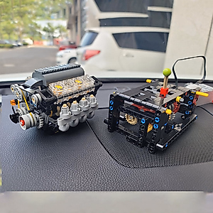 Aetheria Technology V8 Engine with Gearbox Engine Building Set, Power Functions Motor, 568Pcs MOC DIY Assembly V8 Engine Building Blocks