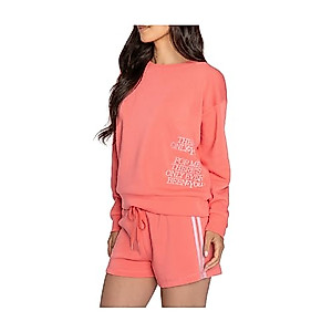 PJ SalvageThe Summer I Turned Pretty Embroidery Printed Sweatshirt and Bottom Short Lounge Pajama SetBubblegumLarge