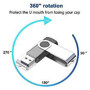 2GB Flash Drive 10 Pack, SRVR USB 2.0 Flash Drive, 2 Gig Thumb Drive with Lanyards Metal Swivel 2GB USB Memory Stick Pen Drive with LED Indicator(10 Black)