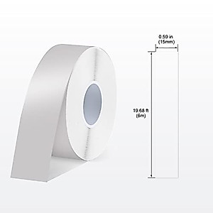 Label Maker Tape SUPVAN E10 Adapted Label Print Paper Size Continuous 0.59inx19.68ft Thermal Laminated Waterproof Self-Adhesive Multipurpose Labeling Tape Replacement