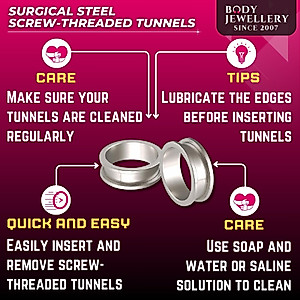 bodyjewellery 15/16 gauge 24mm Surgical Steel Flesh Tunnels Ear Plugs AFUT Ear Stretching 2Pcs