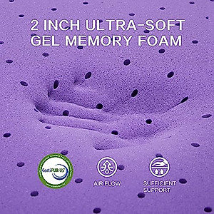 BDEUS Dual Layer 3 Inch Memory Foam Mattress Topper Queen Size, 2 Inch Cooling Gel Memory Foam Plus 1 Inch Down Alternative Quilted Pillow Top Cover,Back Pain Relief